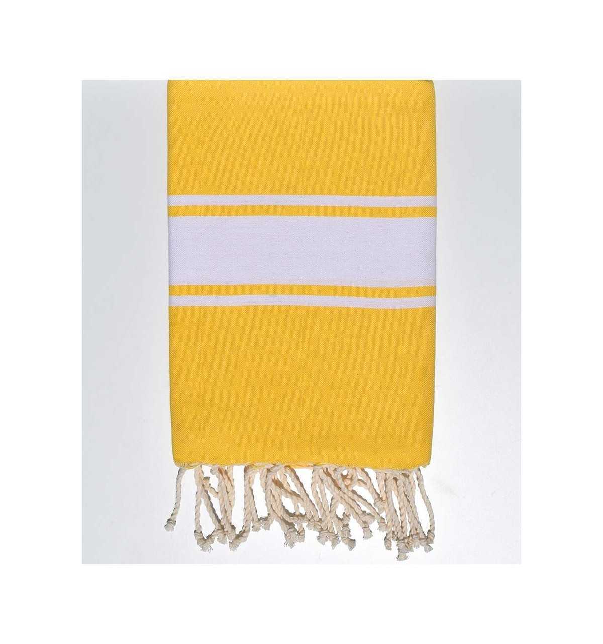 Serviette de plage plate couleur jaune impérial - FOUTA TUNISIA