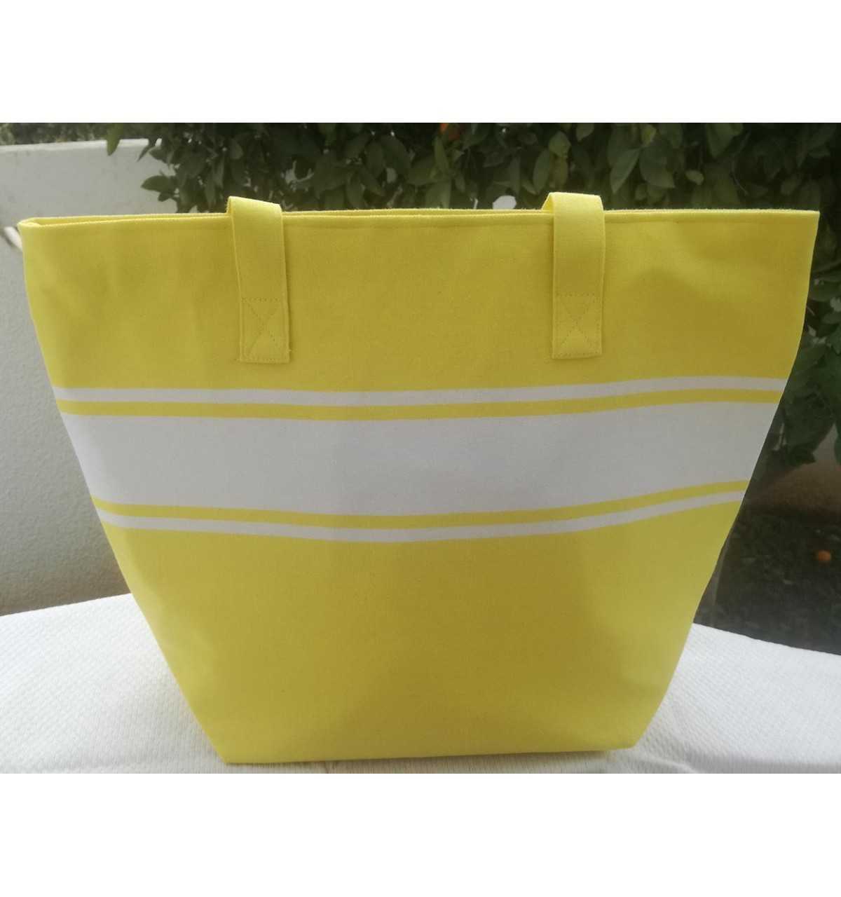 Sac de plage fouta jaune fluo - FOUTA TUNISIA