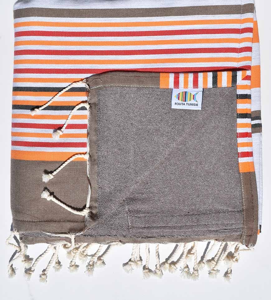 fouta doublée éponge taupe, rouge,beige corindon,gris,orange,noir ...