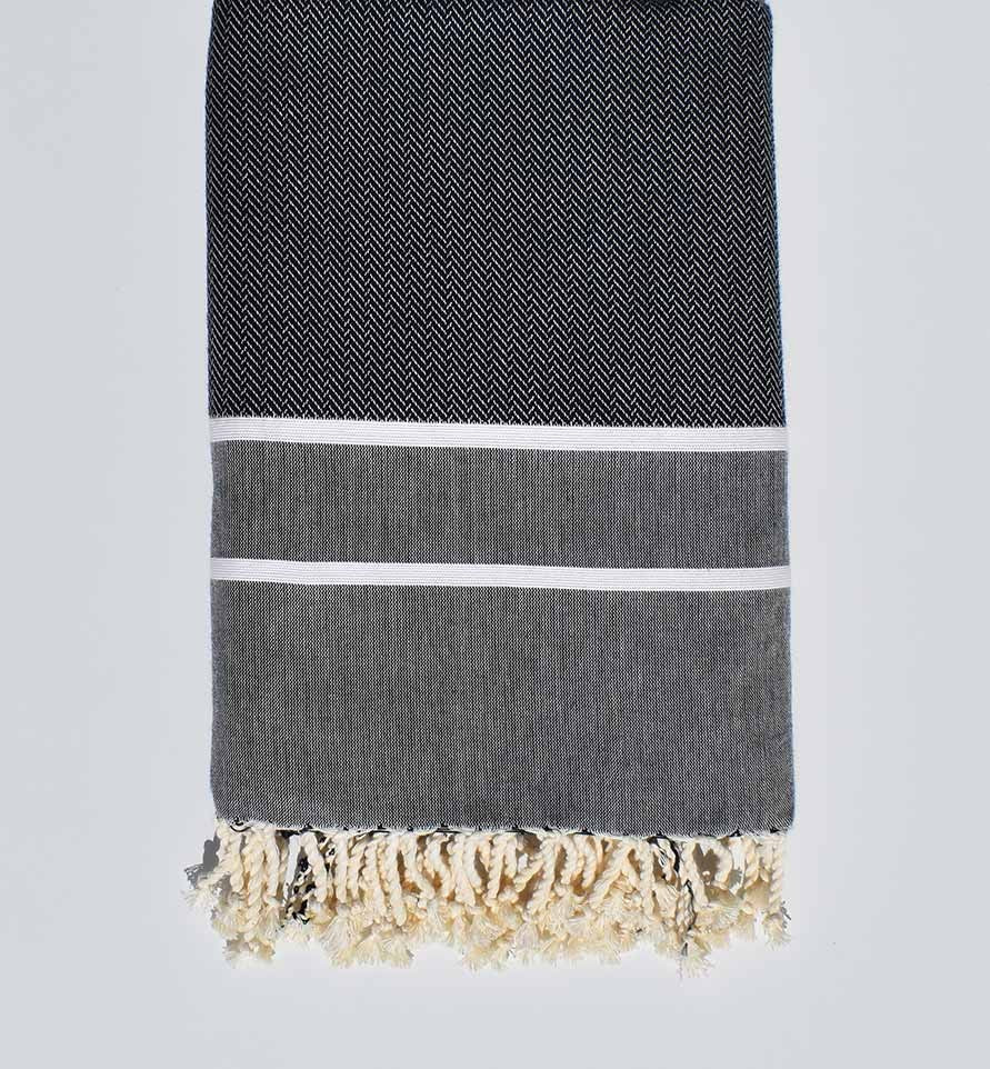 Fouta chevron bleu nuit – FOUTA TUNISIA